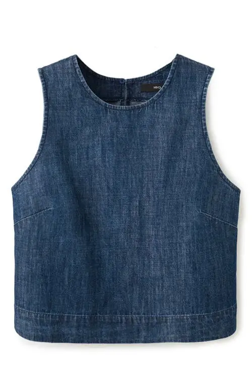 Mango Sleeveless Chambray Crop Top