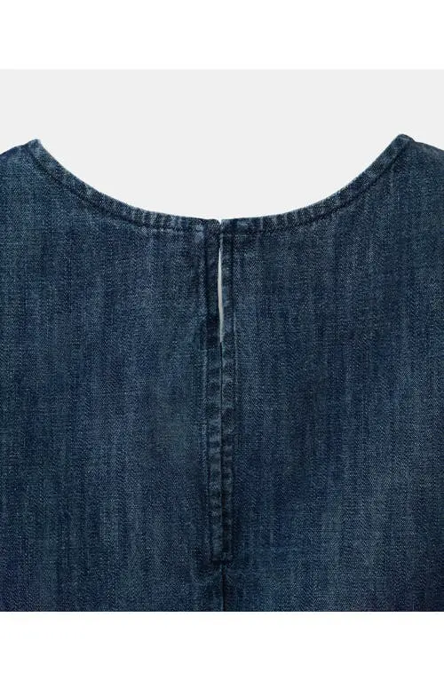 Mango Sleeveless Chambray Crop Top