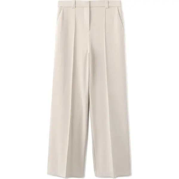 Mango Pleated Straight Leg Trousers - Ivory White