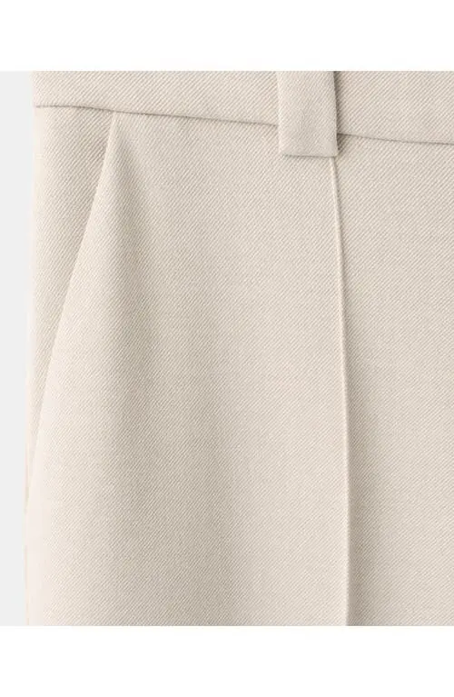 Mango Pleated Straight Leg Trousers - Ivory White
