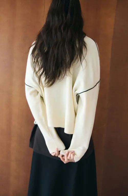 Mango Piped Mock Neck Sweater