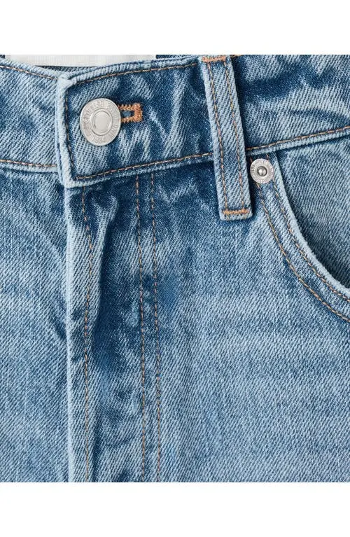 Mango Frayed Side Slit Denim Shorts - Medium Blue