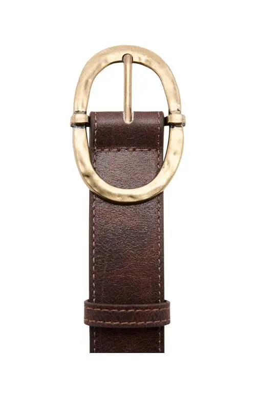 Mango Faux Leather Belt With Hammered Buckle