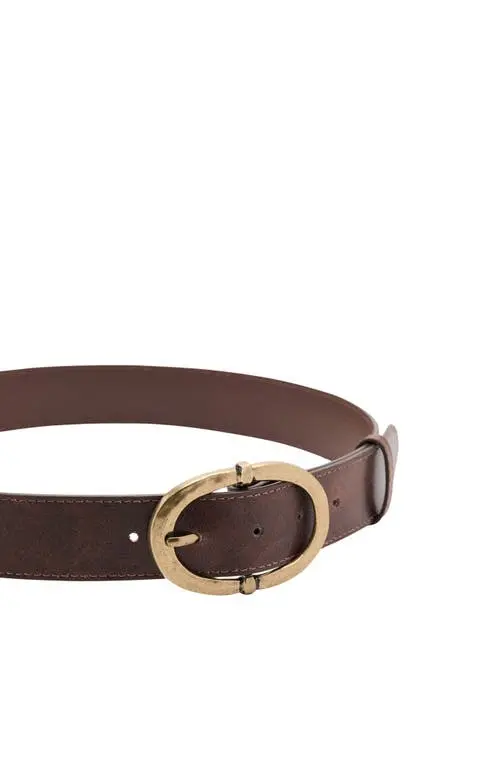 Mango Faux Leather Belt With Hammered Buckle