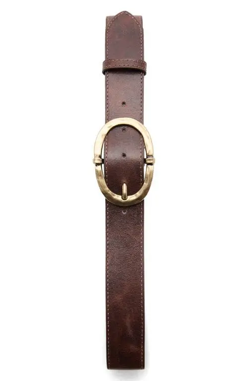 Mango Faux Leather Belt With Hammered Buckle