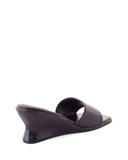 THERAPY AUSTRALIA Lafayette Square-toe Wedge Slides - Port Crinkled Patent Pu