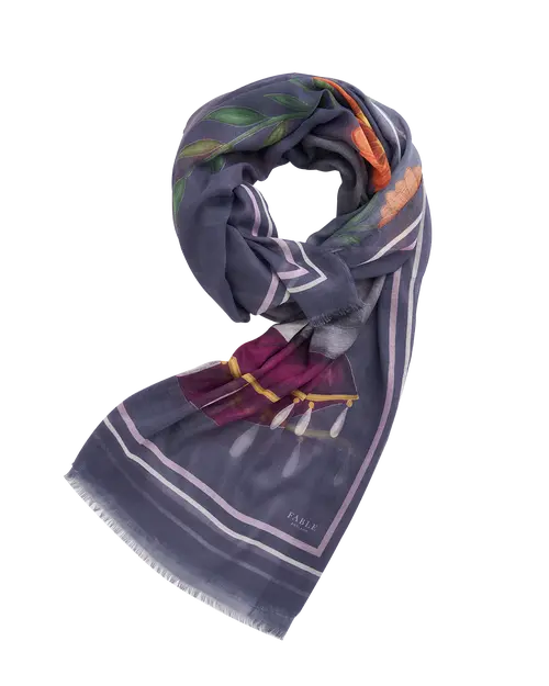 FABLE ENGLAND Catherine Rowe Pet Portraits Whippet Lightweight Scarf - Navy