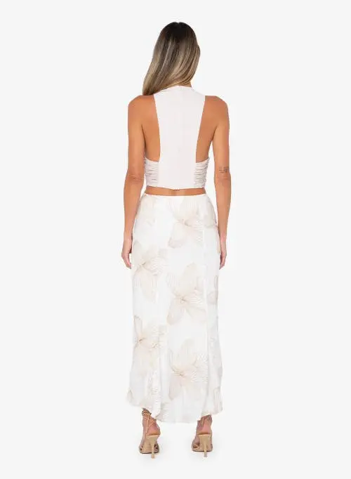 JBQ Hibiscus Embroidered Midi Skirt