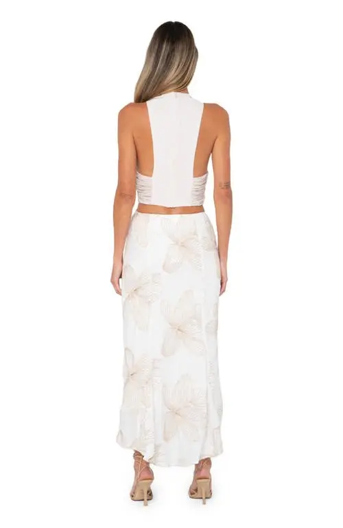 JBQ Hibiscus Embroidered Midi Skirt