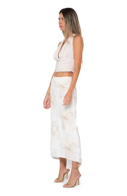 JBQ Hibiscus Embroidered Midi Skirt