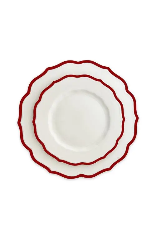 CASKATA Stella Crimson Scalloped Salad Plateporcelainset 4