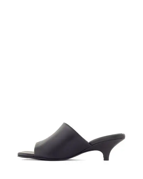 THERAPY AUSTRALIA Nassau Square Toe Kitten Heel Mules - Black Pu