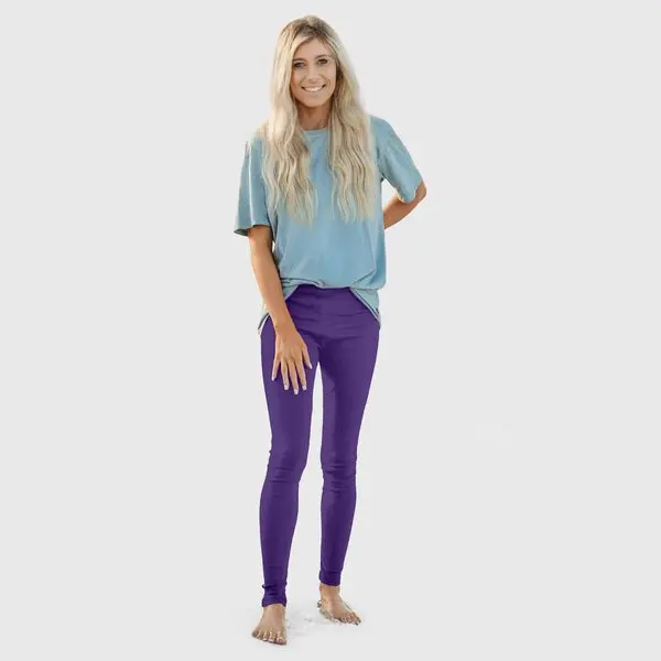 CITY THREADS Soft 100% Cotton Everyday Wear Petite Leggings - Purple