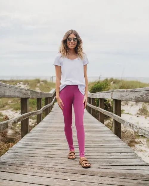 CITY THREADS Soft 100% Cotton Everyday Wear Petite Leggings - Purple