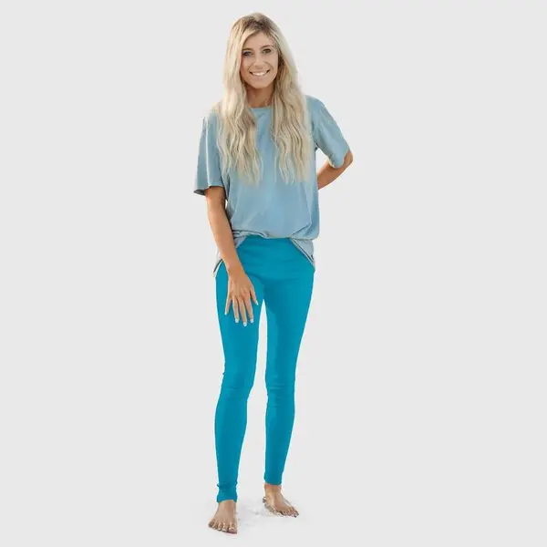 CITY THREADS Soft 100% Cotton Everyday Wear Petite Leggings - Turquoise