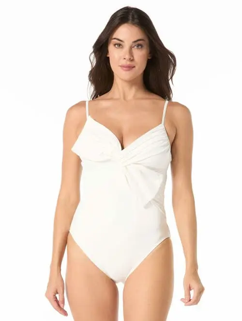 Carmen Marc Valvo Bow One-piece Swimsuit - White