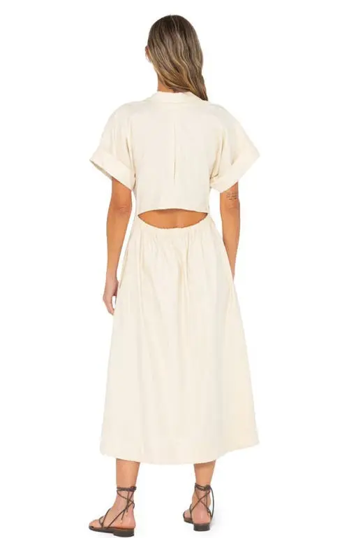 JBQ Stretch Viscose Linen Freya Midi Dress - Vanilla