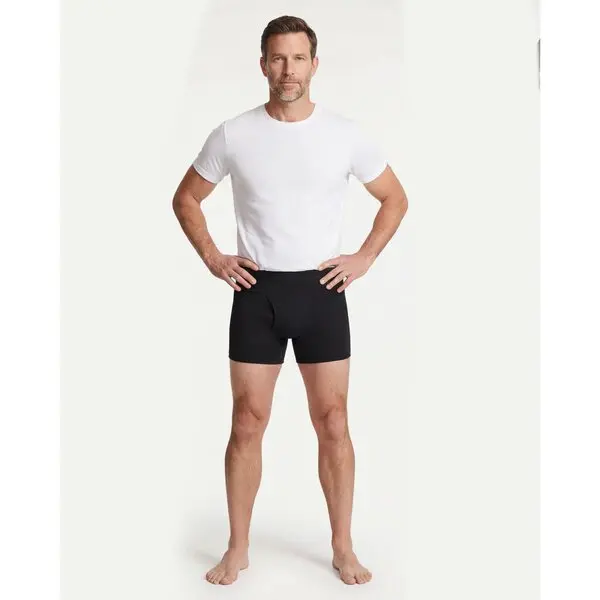 CITY THREADS USA-MADE Soft 100% Organic Cotton Boxer Briefs - Black