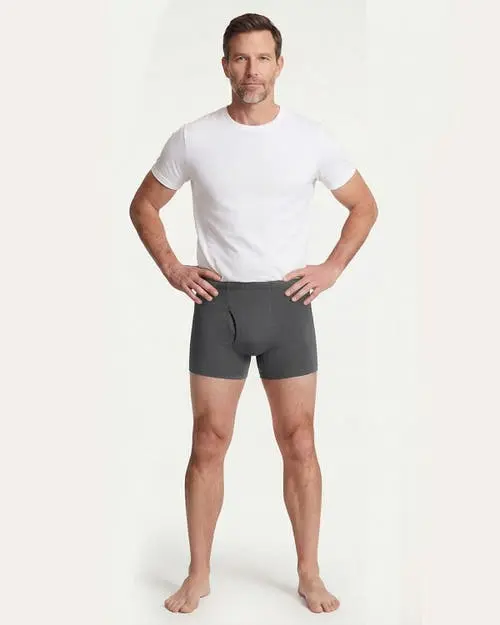 CITY THREADS USA-MADE Soft 100% Organic Cotton Boxer Briefs - Charcoal