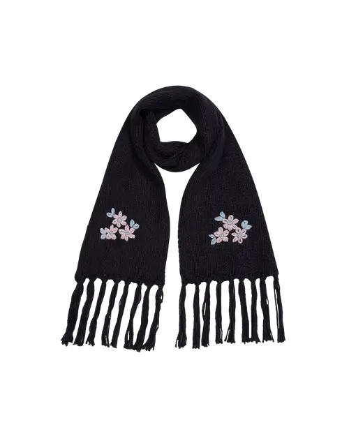 FABLE ENGLAND Forget-me-not Knitted Scarf - Navy