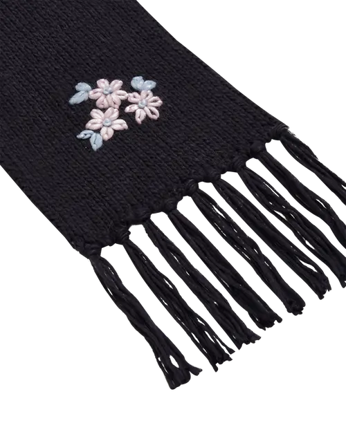 FABLE ENGLAND Forget-me-not Knitted Scarf - Navy