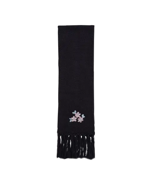 FABLE ENGLAND Forget-me-not Knitted Scarf - Navy