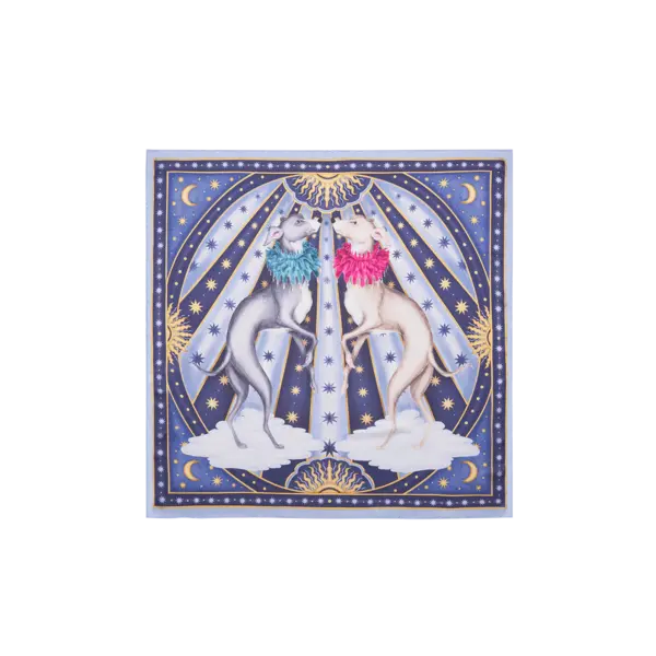 FABLE ENGLAND Catherine Rowe Pet Portraits Whippet Silk Square Scarf - Navy