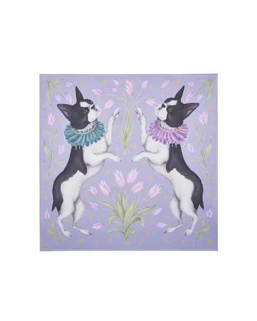 FABLE ENGLAND Catherine Rowe Pet Portraits Frenchie Silk Square Scarf - Lilac