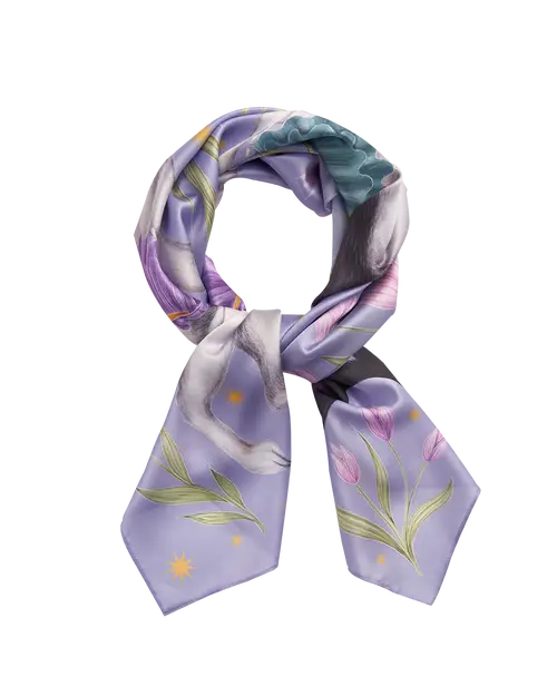 FABLE ENGLAND Catherine Rowe Pet Portraits Frenchie Silk Square Scarf