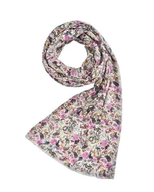 FABLE ENGLAND Floral Engravings Lightweight Scarf - Ivory