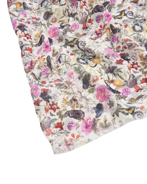 FABLE ENGLAND Floral Engravings Lightweight Scarf - Ivory