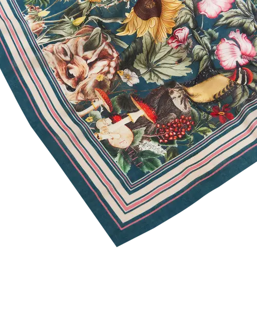 FABLE ENGLAND Botanical Long Scarf - Medium Green