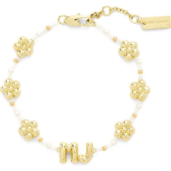 Marc Jacobs Bead And Freshwater Pearl Bracelet - Gold/cream