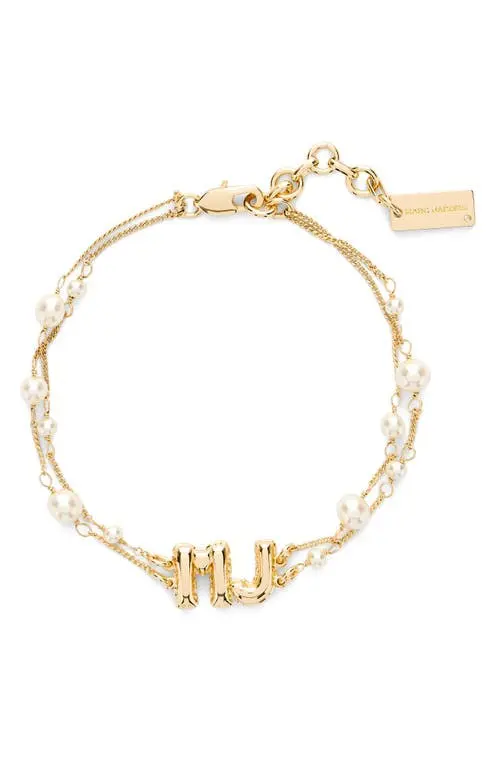 Marc Jacobs Mj Balloon Charm Faux Pearl Bracelet - Gold