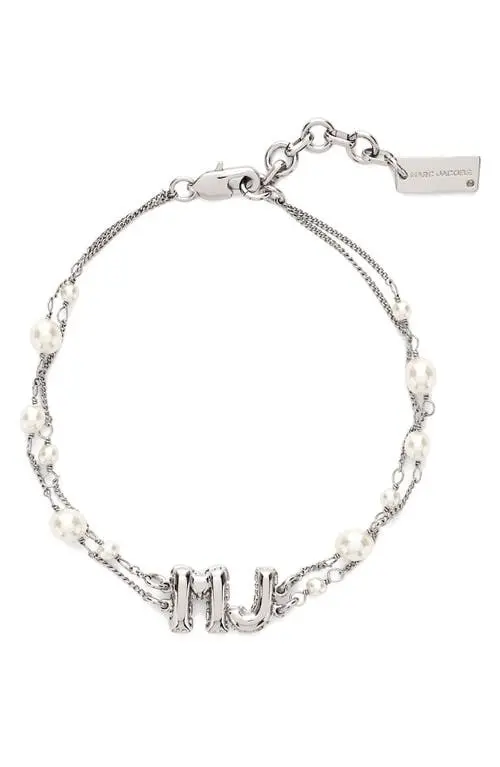 Marc Jacobs Mj Balloon Charm Faux Pearl Bracelet - Silver