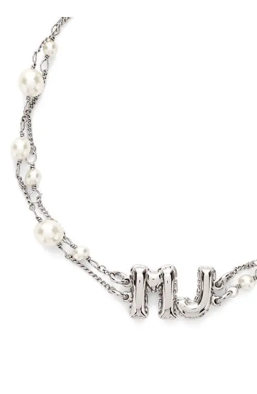 Marc Jacobs Mj Balloon Charm Faux Pearl Bracelet - Silver