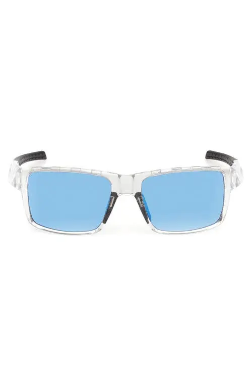 Adidas 55mm Mirrored Rectangular Sunglasses - Crystal/blue Mirror