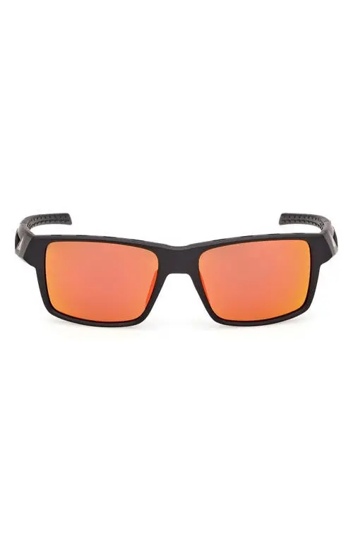 Adidas 55mm Mirrored Rectangular Sunglasses - Matte Black/roviex Mirror