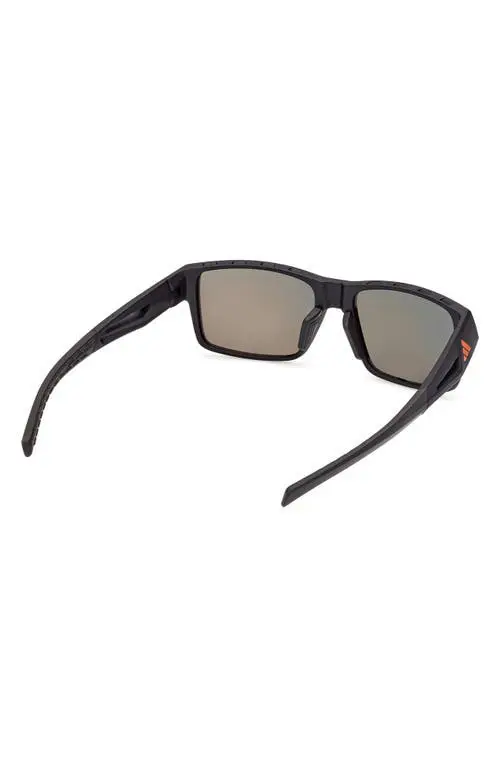 Adidas 55mm Mirrored Rectangular Sunglasses - Matte Black/roviex Mirror