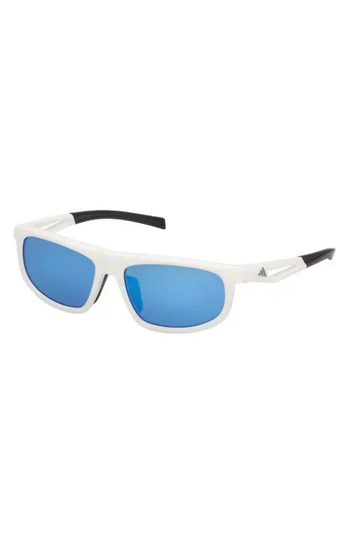 Adidas 56mm Square Frame Sunglasses - White/blue Mirror