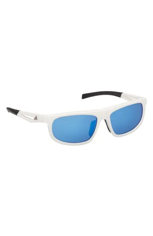 Adidas 56mm Square Frame Sunglasses - White/blue Mirror