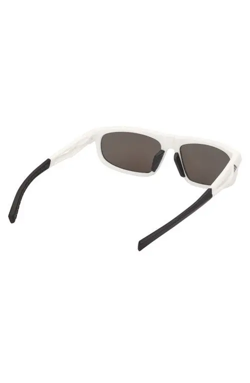 Adidas 56mm Square Frame Sunglasses - White/blue Mirror