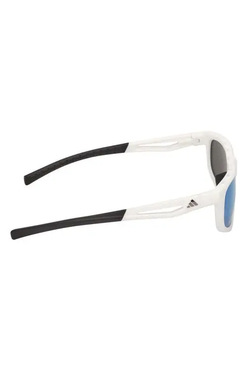 Adidas 56mm Square Frame Sunglasses - White/blue Mirror