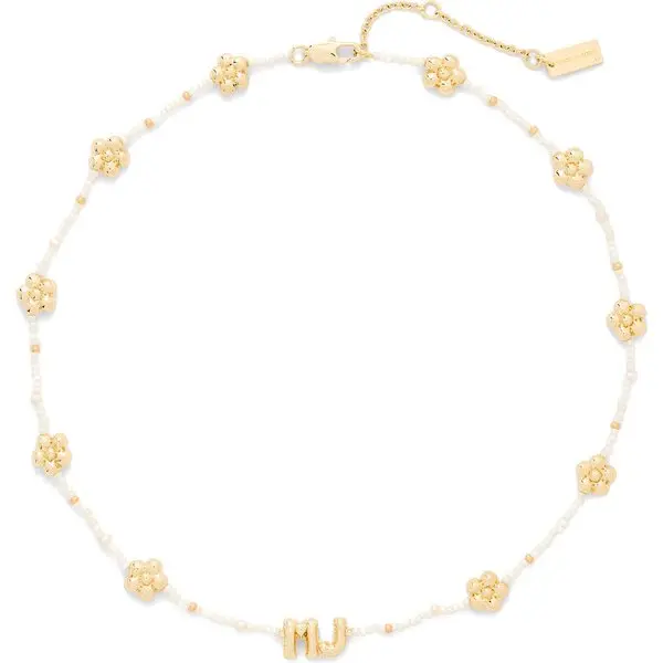 Marc Jacobs Mj Balloon Bead & Freshwater Pearl Necklace - Gold/cream