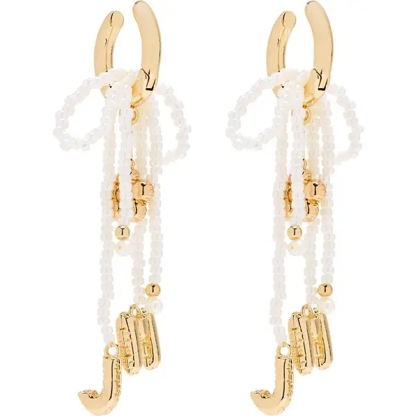 Marc Jacobs Mj Balloon Bead And Freshwater Pearl Drop Earrings - Gold/cream