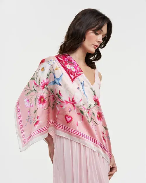 FABLE ENGLAND Penelope Story Square Scarf - Light/pastel Pink