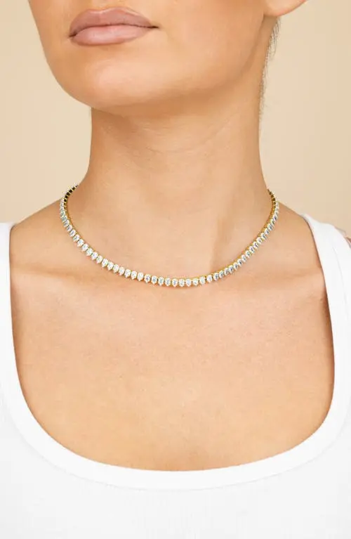 Sterling Forever Pear Cut Tennis Necklace - Gold