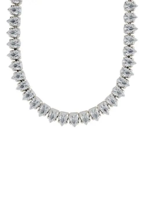 Sterling Forever Pear Cut Tennis Necklace - Silver