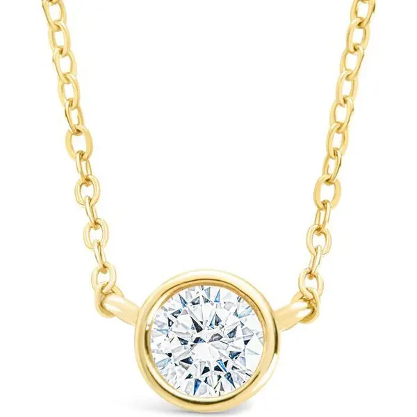 Sterling Forever Round Cubic Zirconia Pendant Necklace - Gold