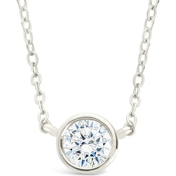 Sterling Forever Round Cubic Zirconia Pendant Necklace - Silver